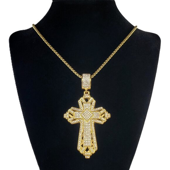 Accessories | 24 Mens 2ct Diamond 14k Gold Cross Bike Chain Necklace 14 ...